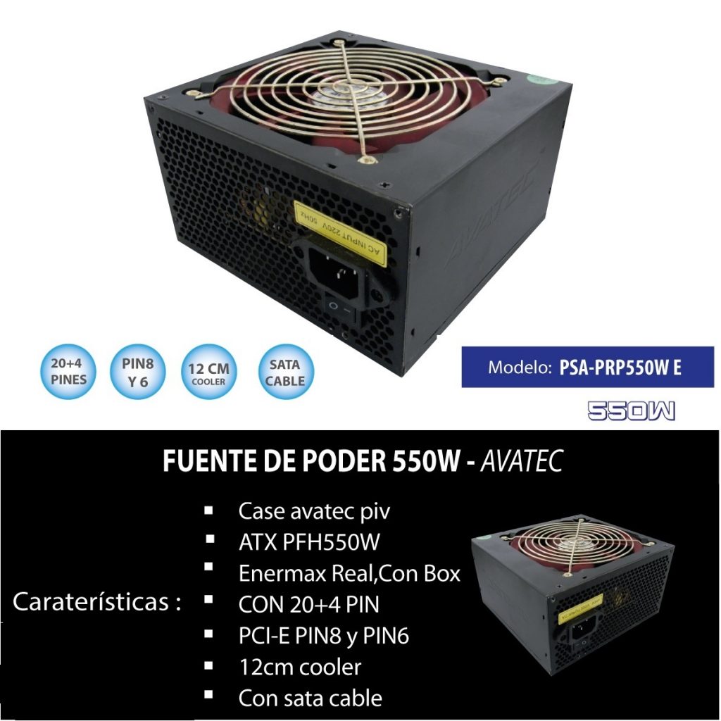 Fuente De Poder CPU Avatec Atx PSA-PRP550W Enermax Real P8 | Blue ...