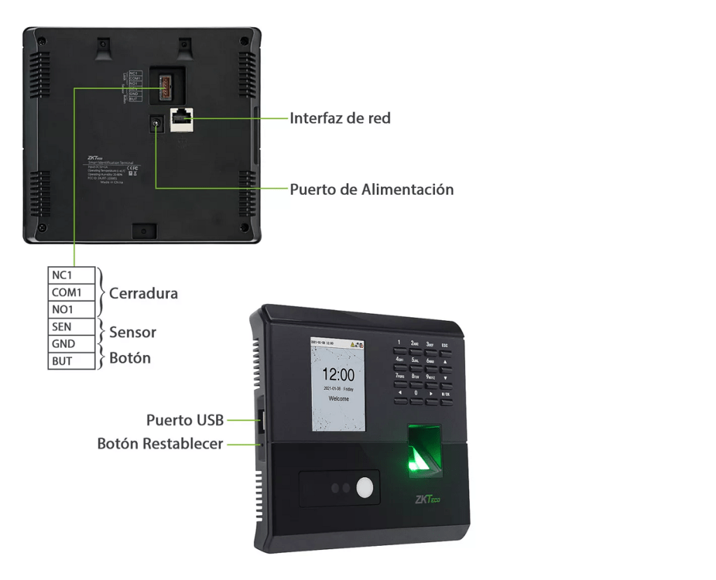 Control de acceso y Asistencia Personal Marcador Facial Zkteco ZK-MB10 ...
